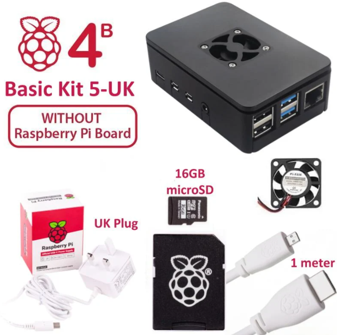 RPi 4B Basic Kit 5-UK Plug (w/o Raspberry Pi) – ASK Electronic Online